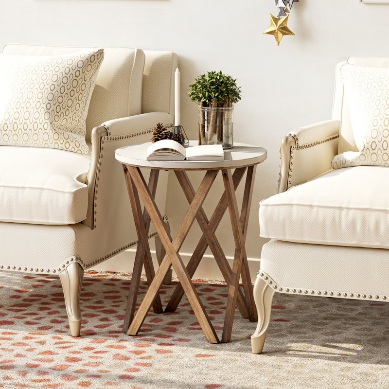 Latitude Run® Rustic Round Rustic End Table, Boho Nightstand | Wayfair